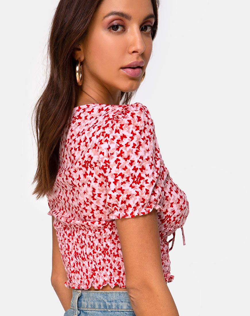 Peach and Red Crop Top | Raquel – motelrocks-com-us