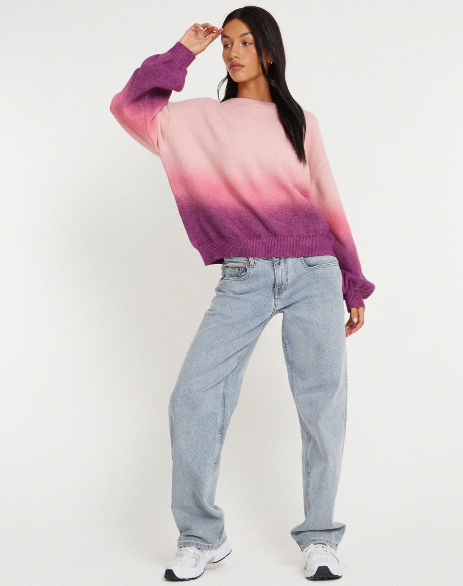Oversize Gradient Pink Knitted Jumper | Akari – motelrocks-com-us
