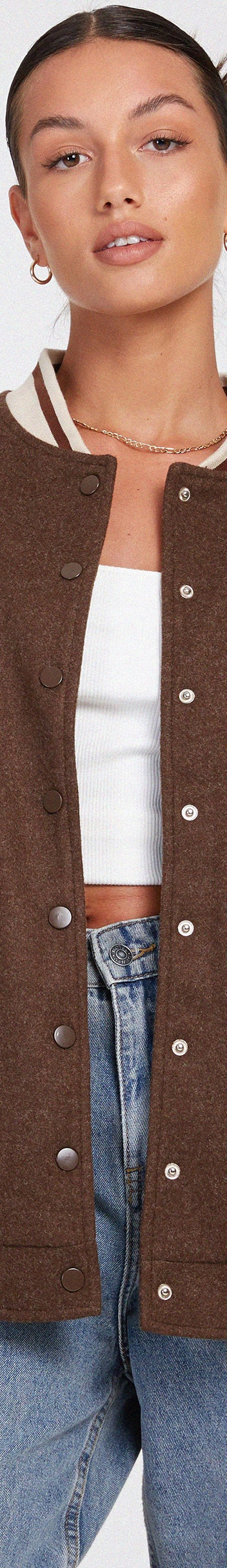 Brown and Beige Oversized Bomber Jacket | Bama – motelrocks-com-us
