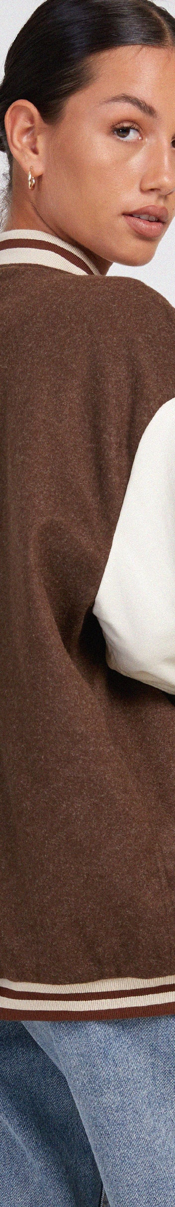 Brown and Beige Oversized Bomber Jacket | Bama – motelrocks-com-us