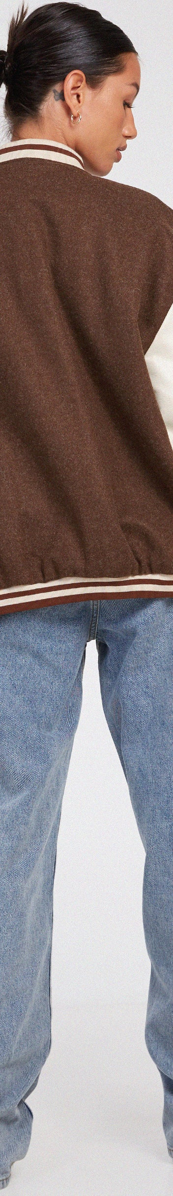 Brown and Beige Oversized Bomber Jacket | Bama – motelrocks-com-us