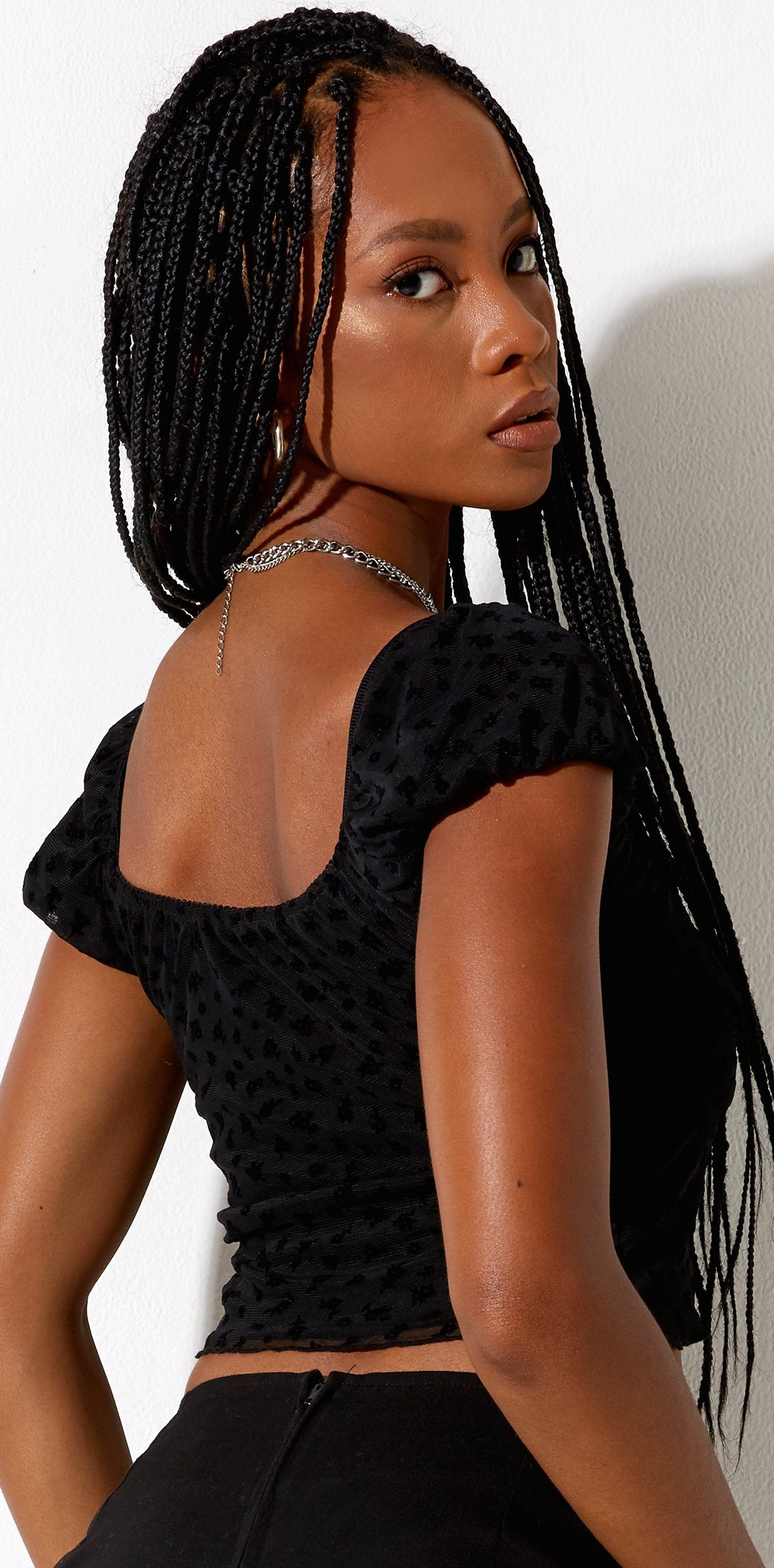 Floral Mesh Overlay Short Sleeve Crop Top | Glasty – motelrocks-com-us