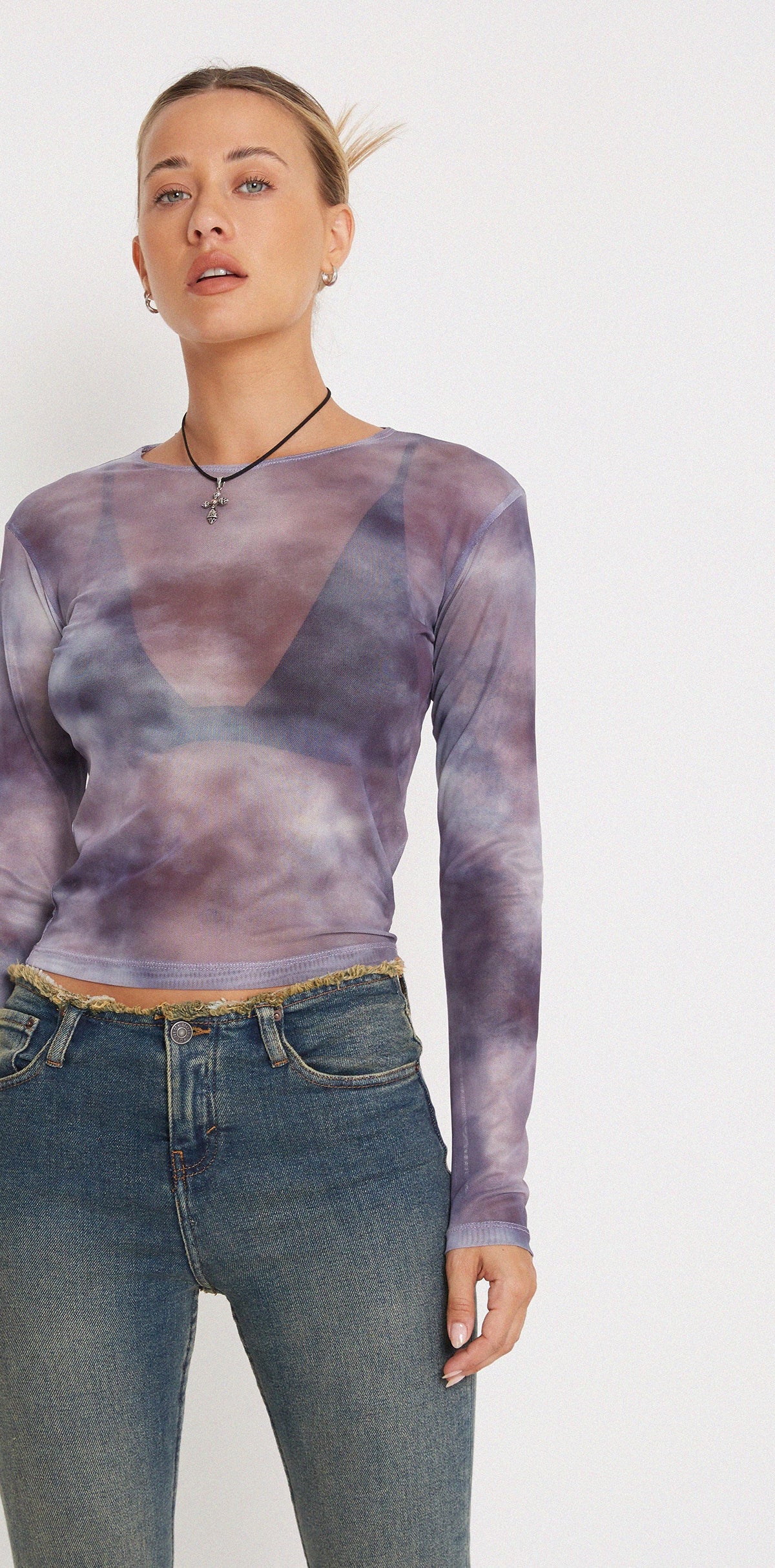 Smokey Gradients Purple Long Sleeve Mesh Top | Narita – motelrocks-com-us