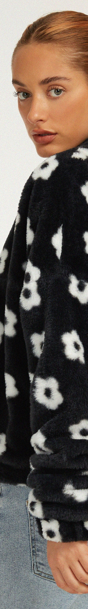 Black and White Daisy Print Jacket | Nero – motelrocks-com-us
