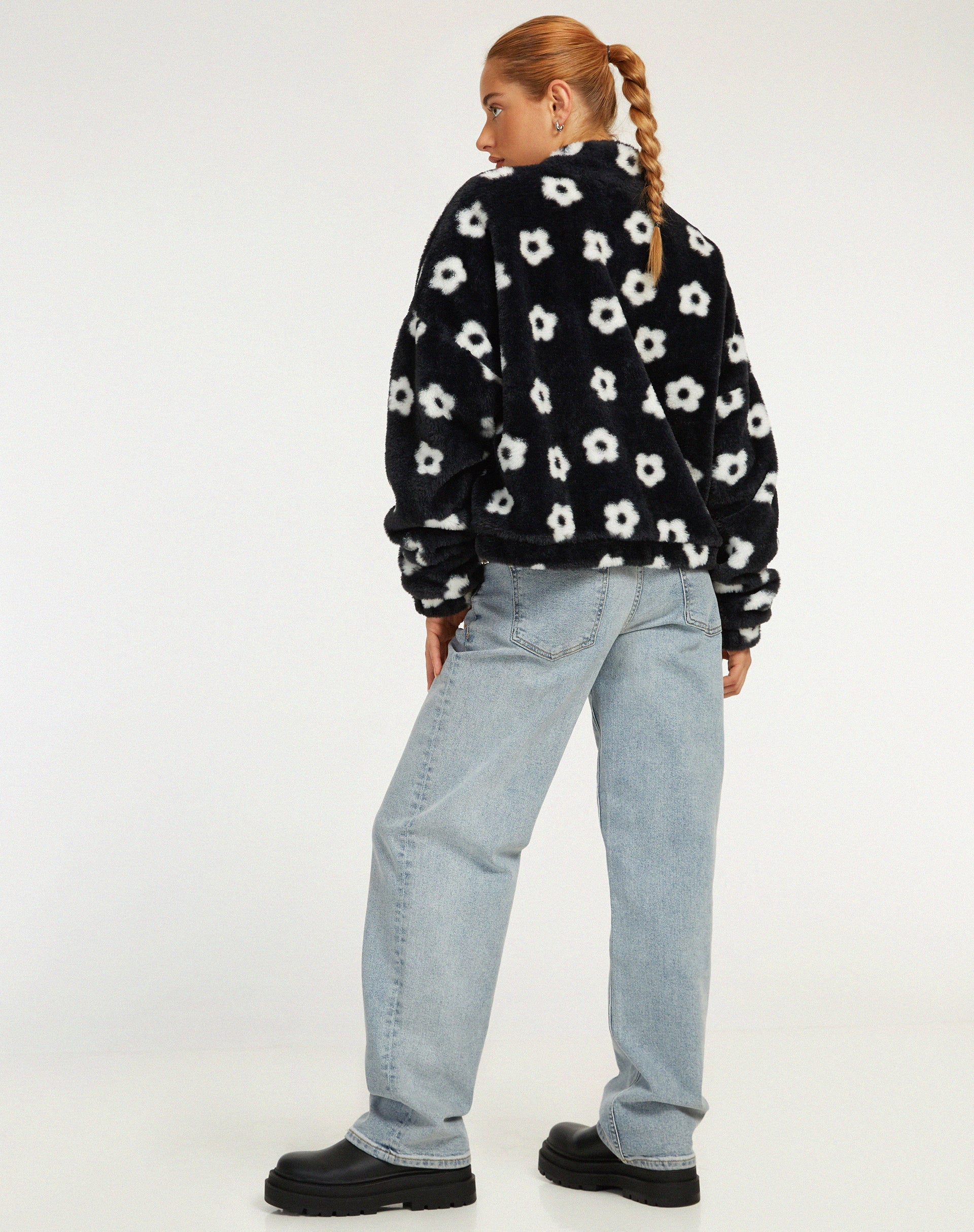 Black and White Daisy Print Jacket | Nero – motelrocks-com-us