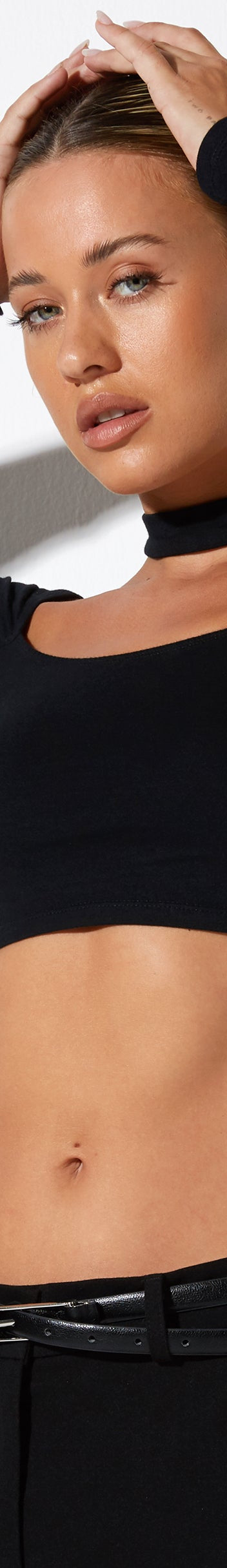 Black Long Sleeve Crop Top | Ribus – motelrocks-com-us