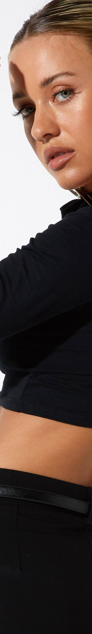 Black Long Sleeve Crop Top | Ribus – motelrocks-com-us