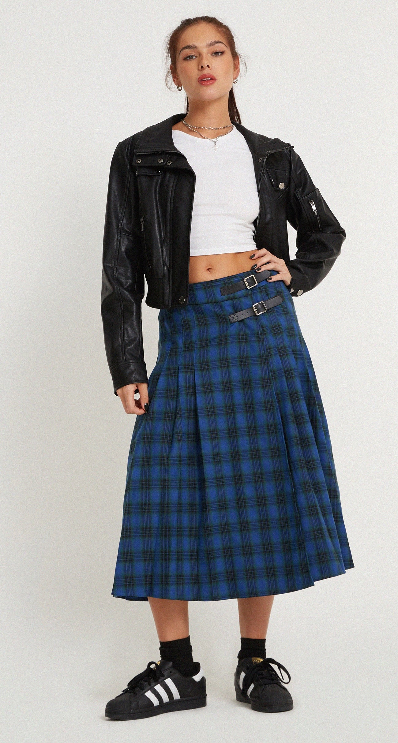 Tartan Print High Waist Midi Skirt | Rigifa – motelrocks-com-us
