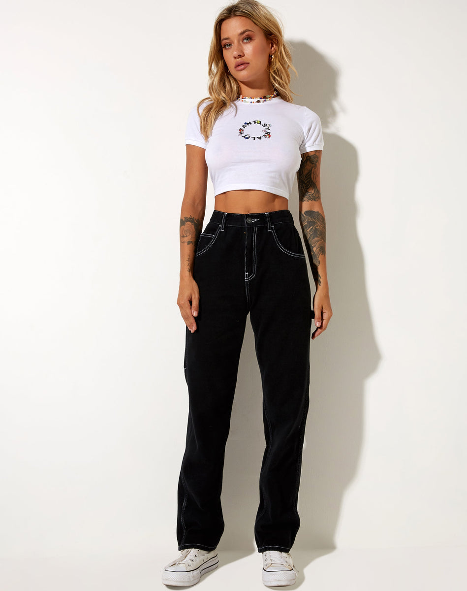 White Short Sleeve Fantasy Reality Crop Top | Ringer – motelrocks-com-us