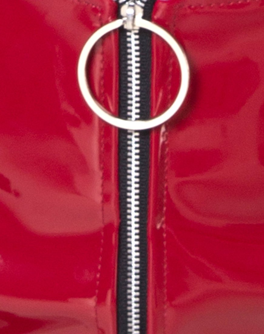 Zip Through PU Red Mini Skirt | Ring - Motel Rocks – motelrocks-com-us