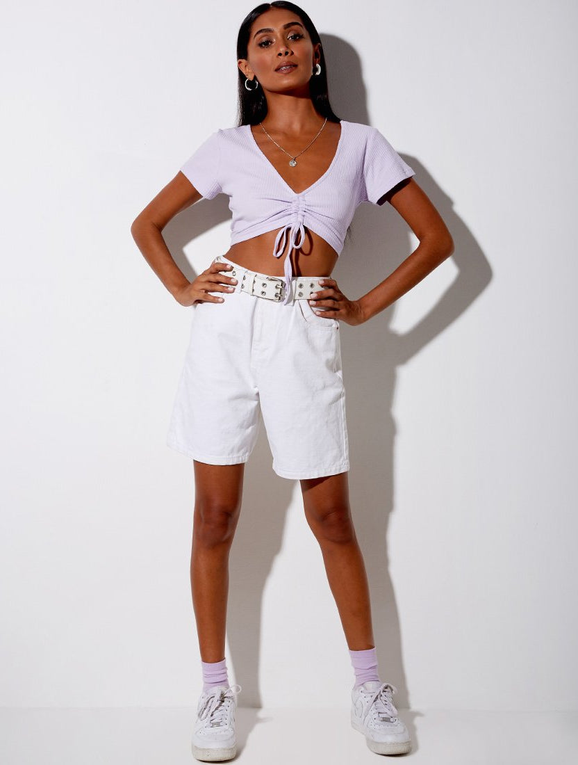 V Neck Violet Crop Top | Rivera – motelrocks-com-us