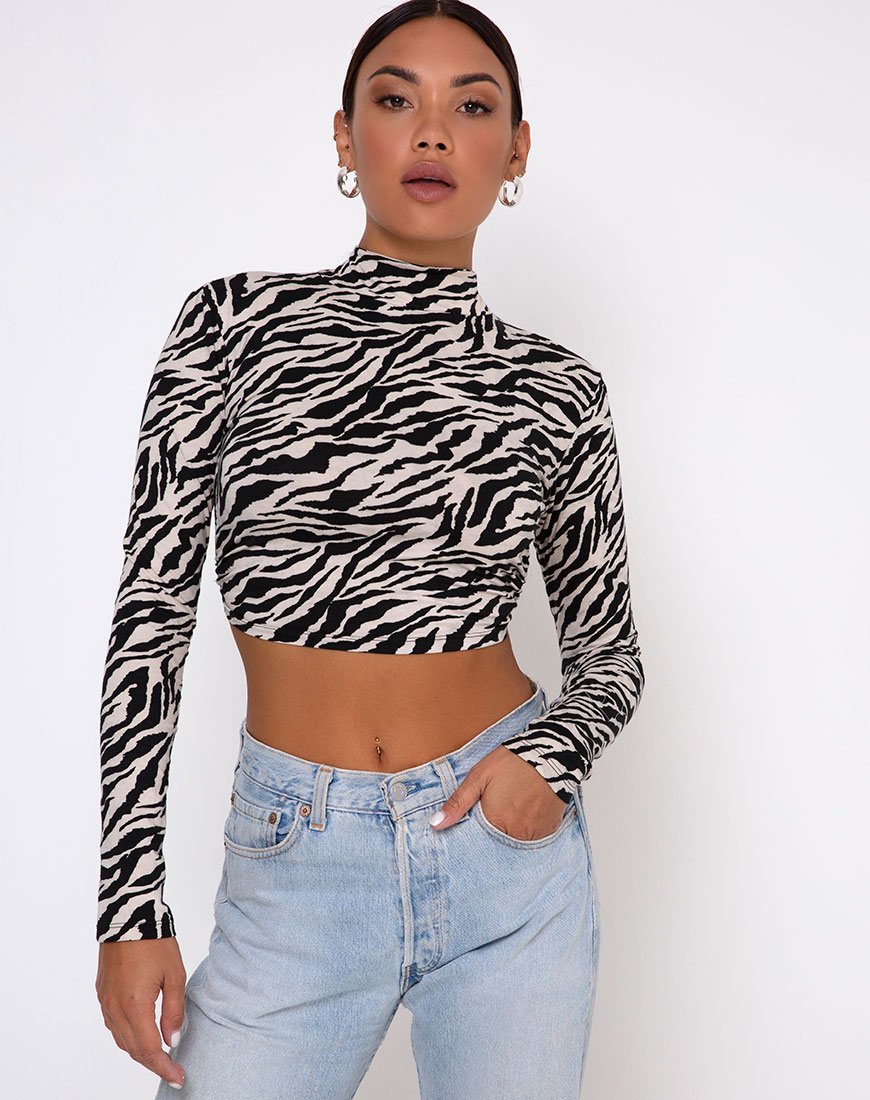 Longsleeve Zebra Crop Top | Quelia – motelrocks-com-us