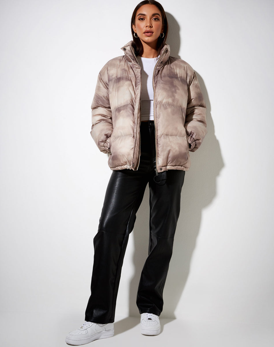 Beige Smoke Puffer Jacket | Rofer – motelrocks-com-us