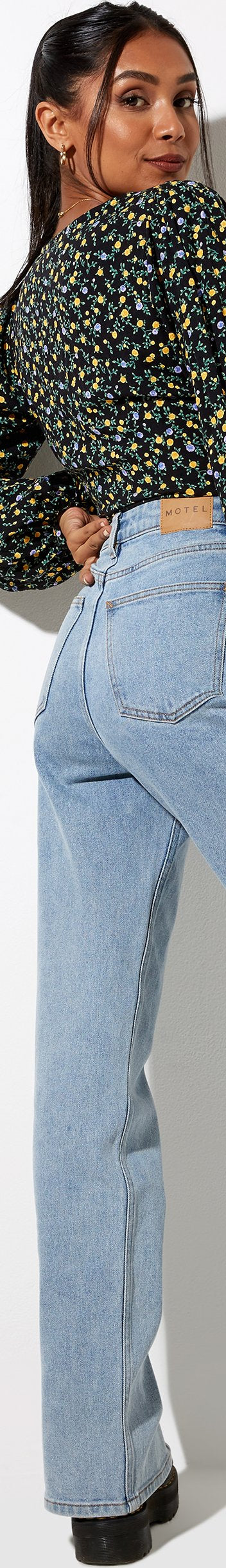 Black Floral Long Sleeve Top | Romina – motelrocks-com-us