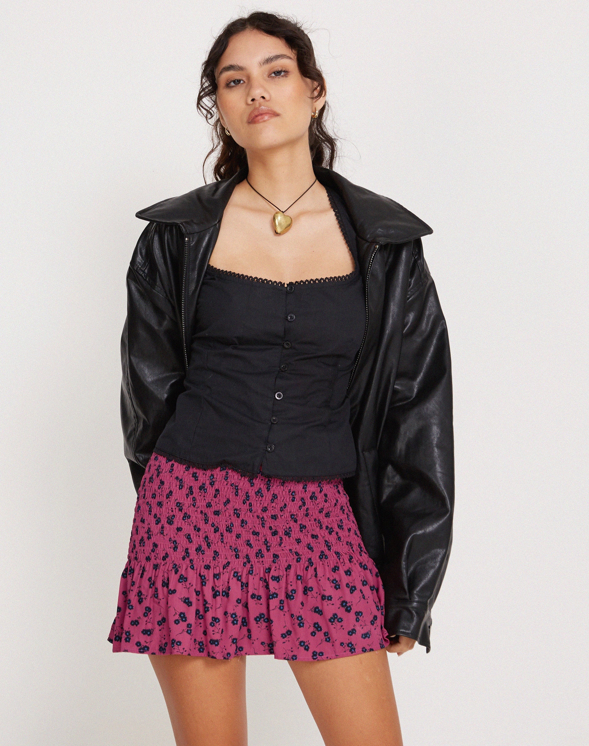 Raspberry Floral Mini Skirt | Rylee – motelrocks-com-us