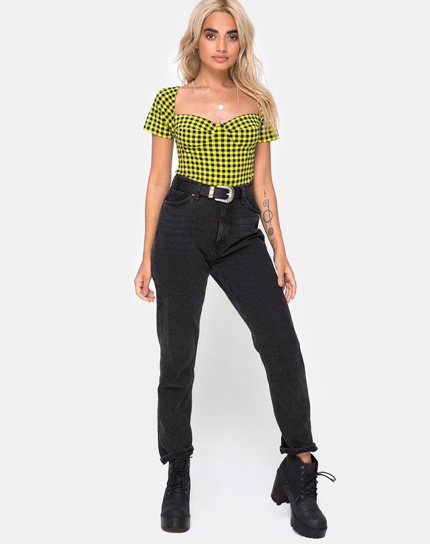 Ryon Bodice in Medium Gingham Yellow – motelrocks-com-us