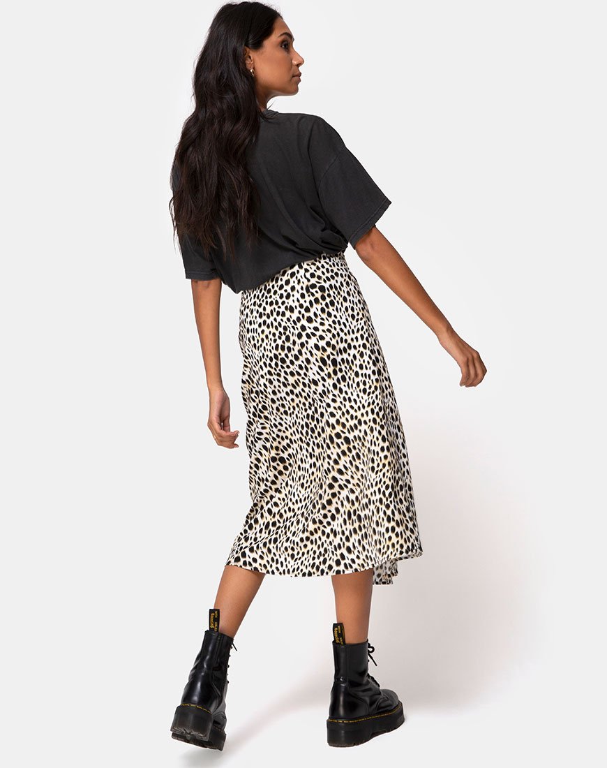 Midi Brown Animal Cheetah Skirt | Saika – motelrocks-com-us