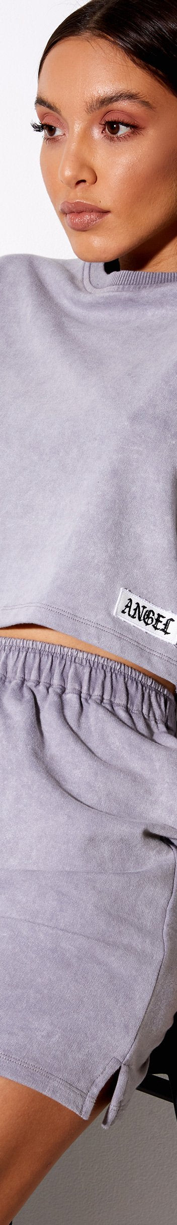 Grey Wash "Angel" Label Mini Skirt | Sami – motelrocks-com-us