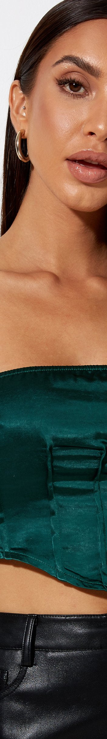 Sleeveless Satin Green Crop Top | Sanja – motelrocks-com-us