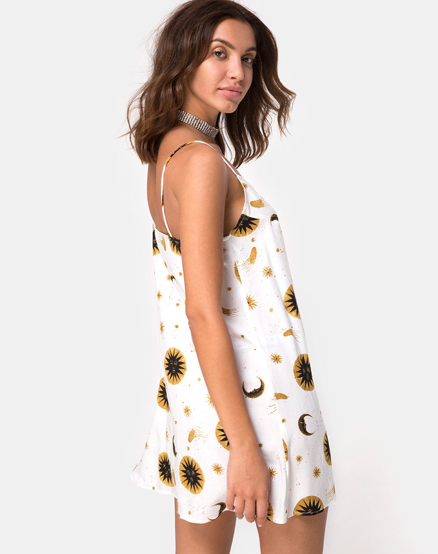 Button Through Celestial Cream Slip Dress | Sanna - Motel Rocks ...