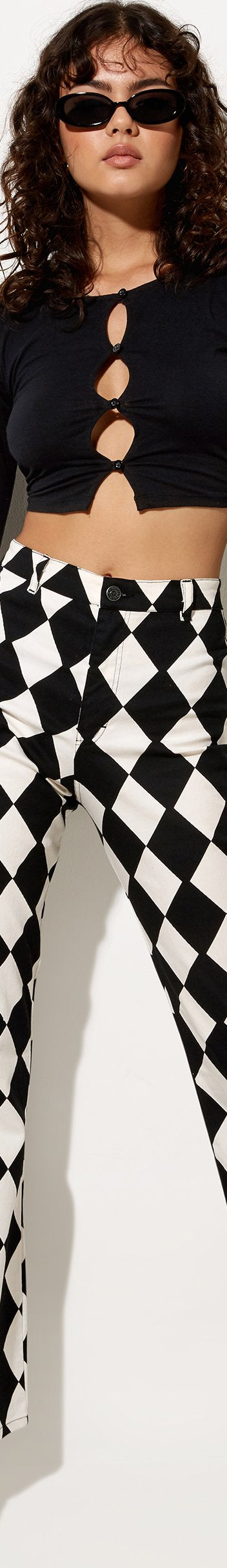 Black Long Sleeve Button Up Crop Top | Sarah – motelrocks-com-us