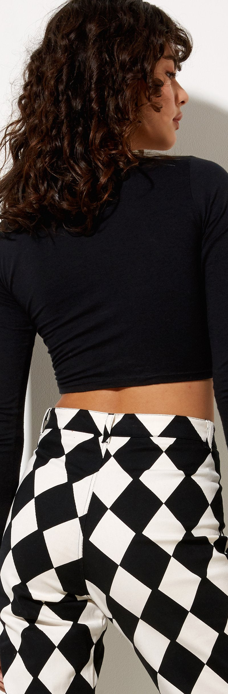 Black Long Sleeve Button Up Crop Top | Sarah – motelrocks-com-us