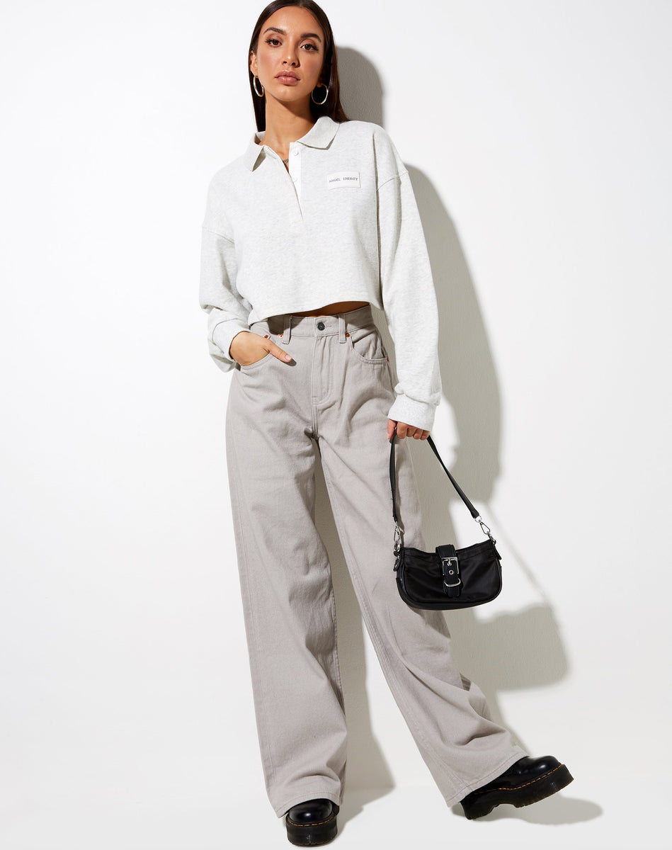 Long Sleeve Angel Energy Grey Crop Top | Saria – motelrocks-com-us