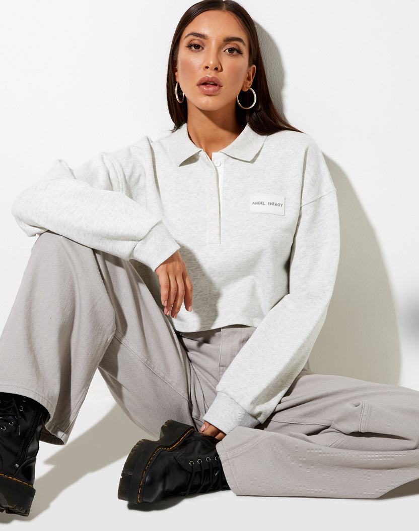 Long Sleeve Angel Energy Grey Crop Top | Saria – motelrocks-com-us