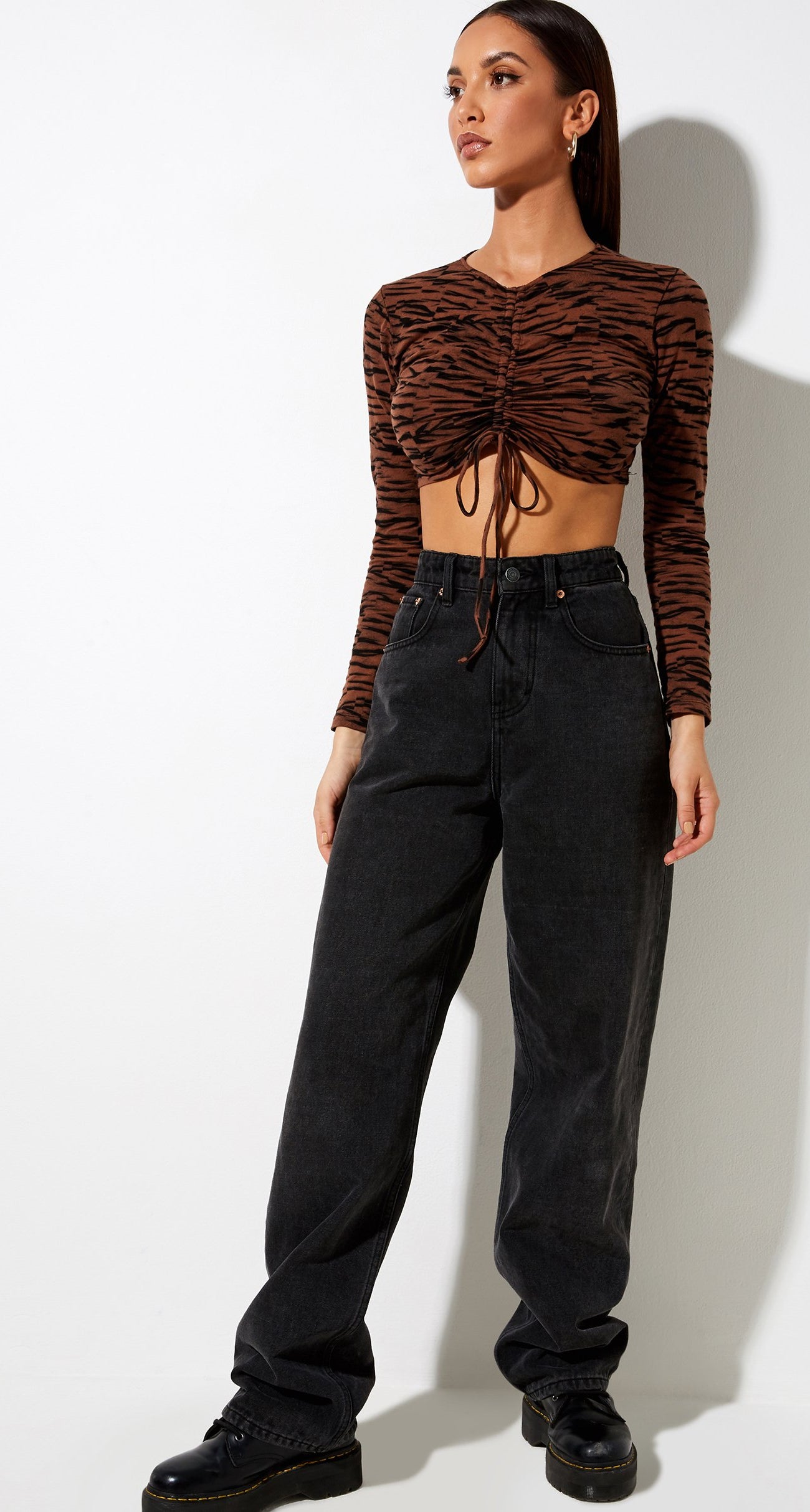 Long Sleeve Tiger Print Crop Top | Sau – motelrocks-com-us