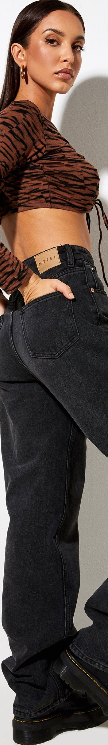 Long Sleeve Tiger Print Crop Top | Sau – motelrocks-com-us