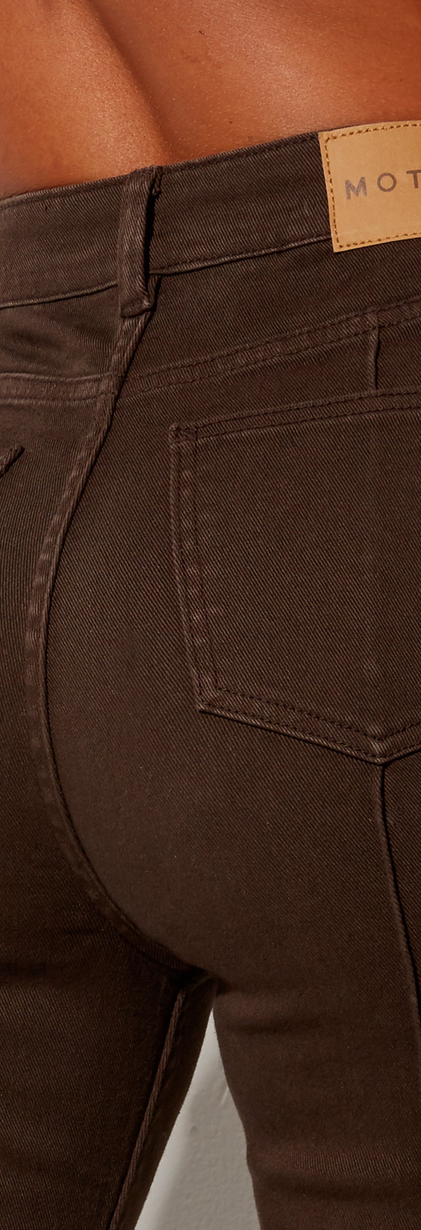 Chocolate Brown Flared Leg Jeans | Seam Bootleg – motelrocks-com-us