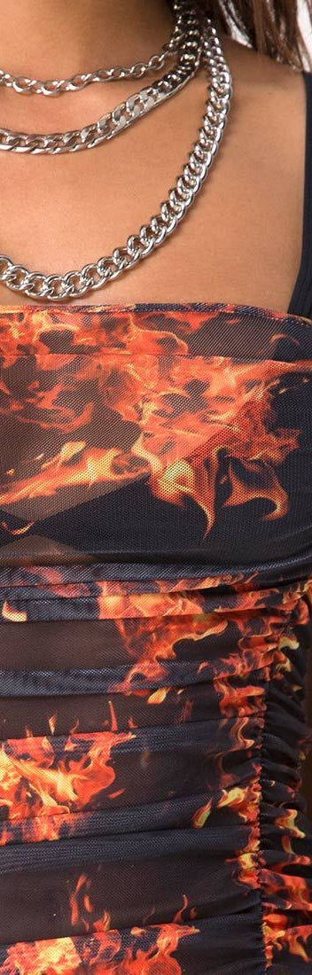 Strappy Black and Red Fire Mesh Mini Dress | Seruchi – motelrocks-com-us