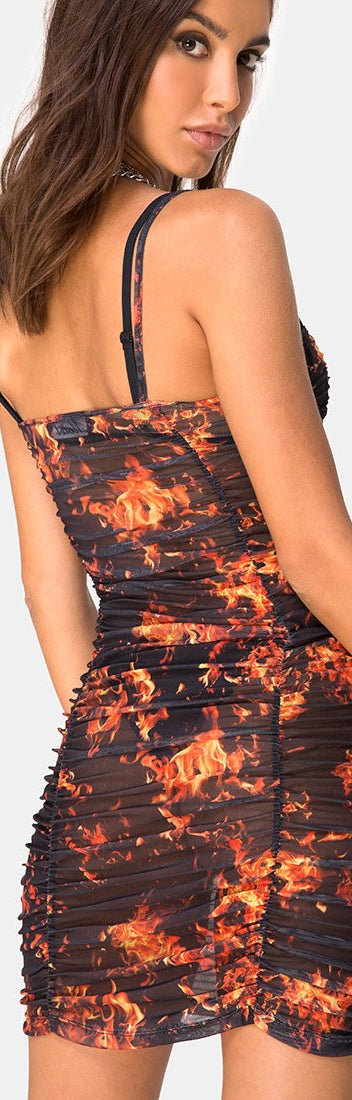 Strappy Black and Red Fire Mesh Mini Dress | Seruchi – motelrocks-com-us