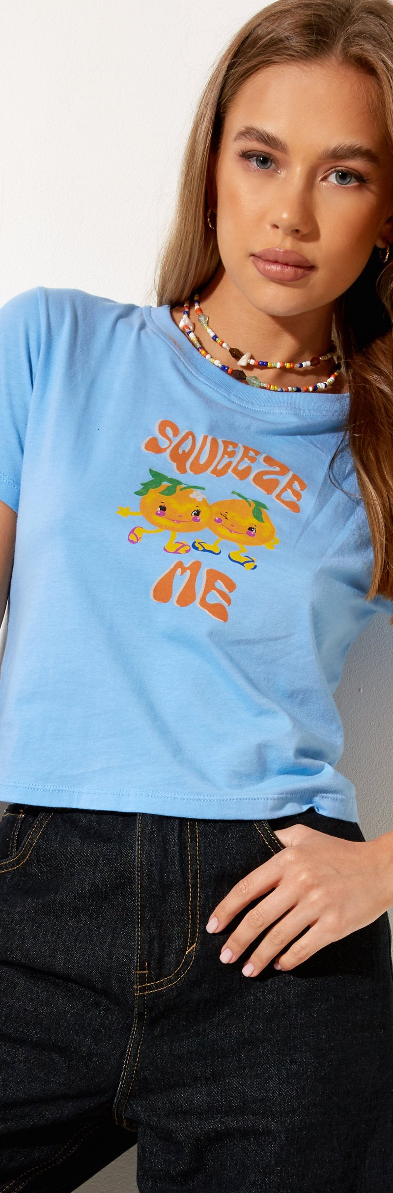 Blue Short Sleeve Squeeze Me T-Shirt | Shrunk – motelrocks-com-us