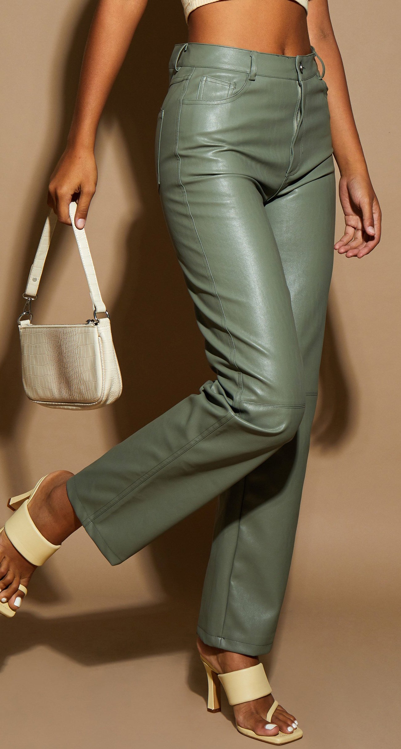 Khaki Straight Leg Trousers | Zova – motelrocks-com-us