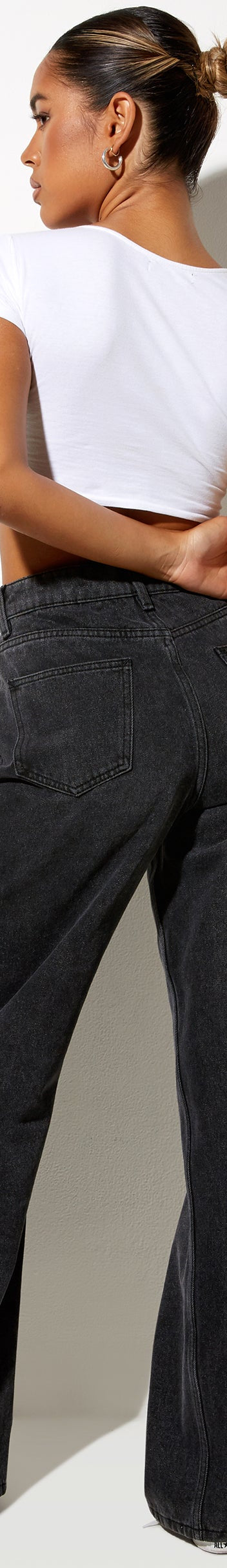 Black Wide Leg Split Hem Jeans | Parallel – motelrocks-com-us