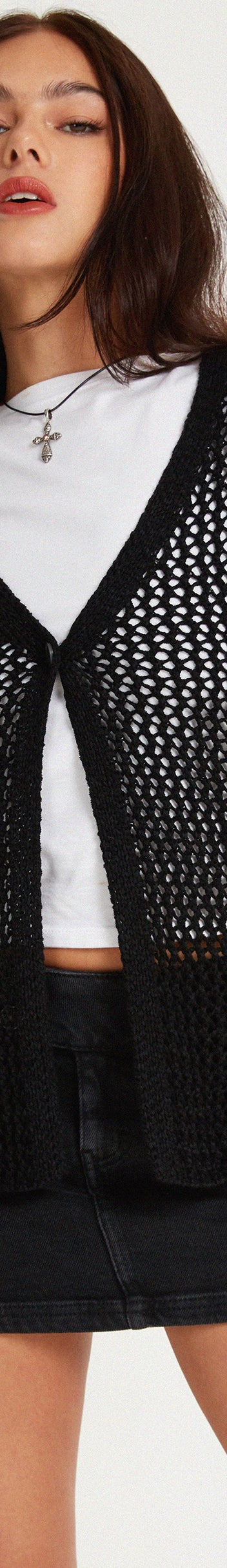 Black V-Neckline Long Sleeve Cardigan | Sukati – motelrocks-com-us