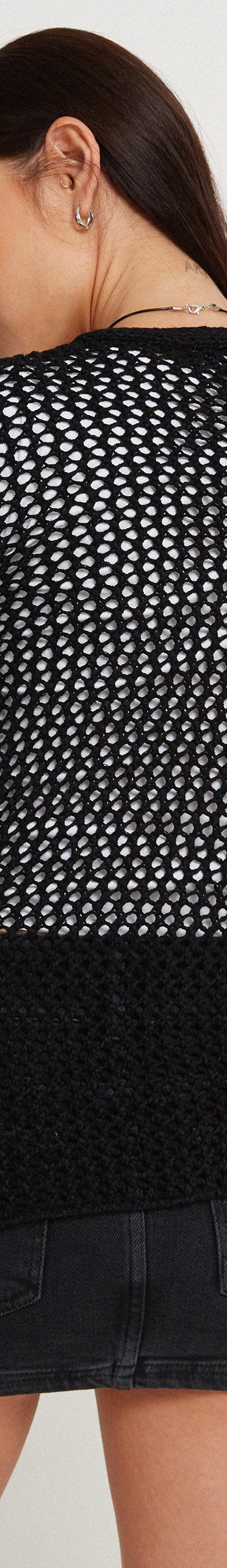 Black V-Neckline Long Sleeve Cardigan | Sukati – motelrocks-com-us