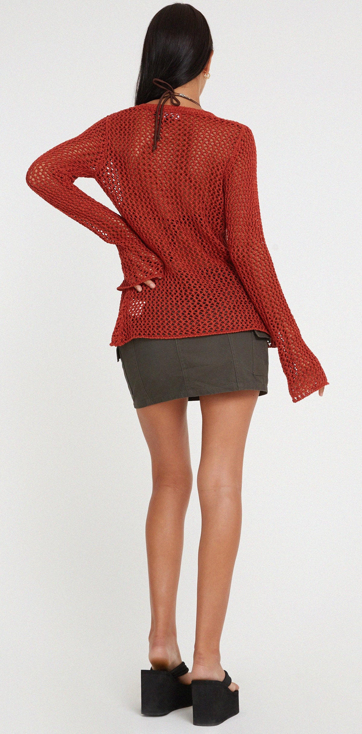 Orange V-Neckline Long Sleeve Button Up Cardi | Sukati – motelrocks-com-us