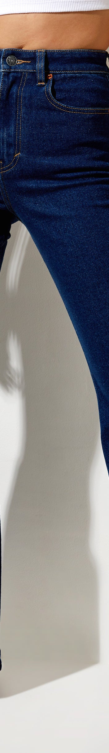 Mid Blue Flared Leg Denim Jeans | Super Flare – motelrocks-com-us