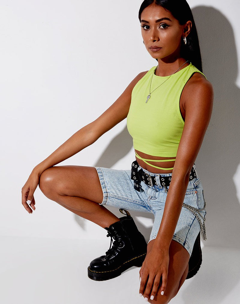 Lime Green Wrap Around Crop Top | Tasve – motelrocks-com-us