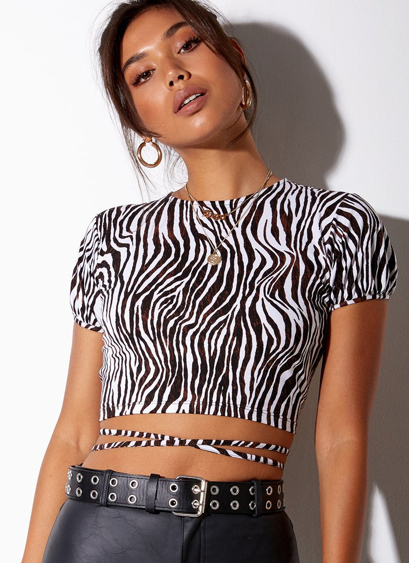Backless Black and White Zebra Crop Top | Tasya – motelrocks-com-us