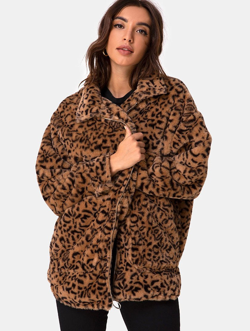 Teddy Bear Fur Coat in Brown Leopard – motelrocks-com-us
