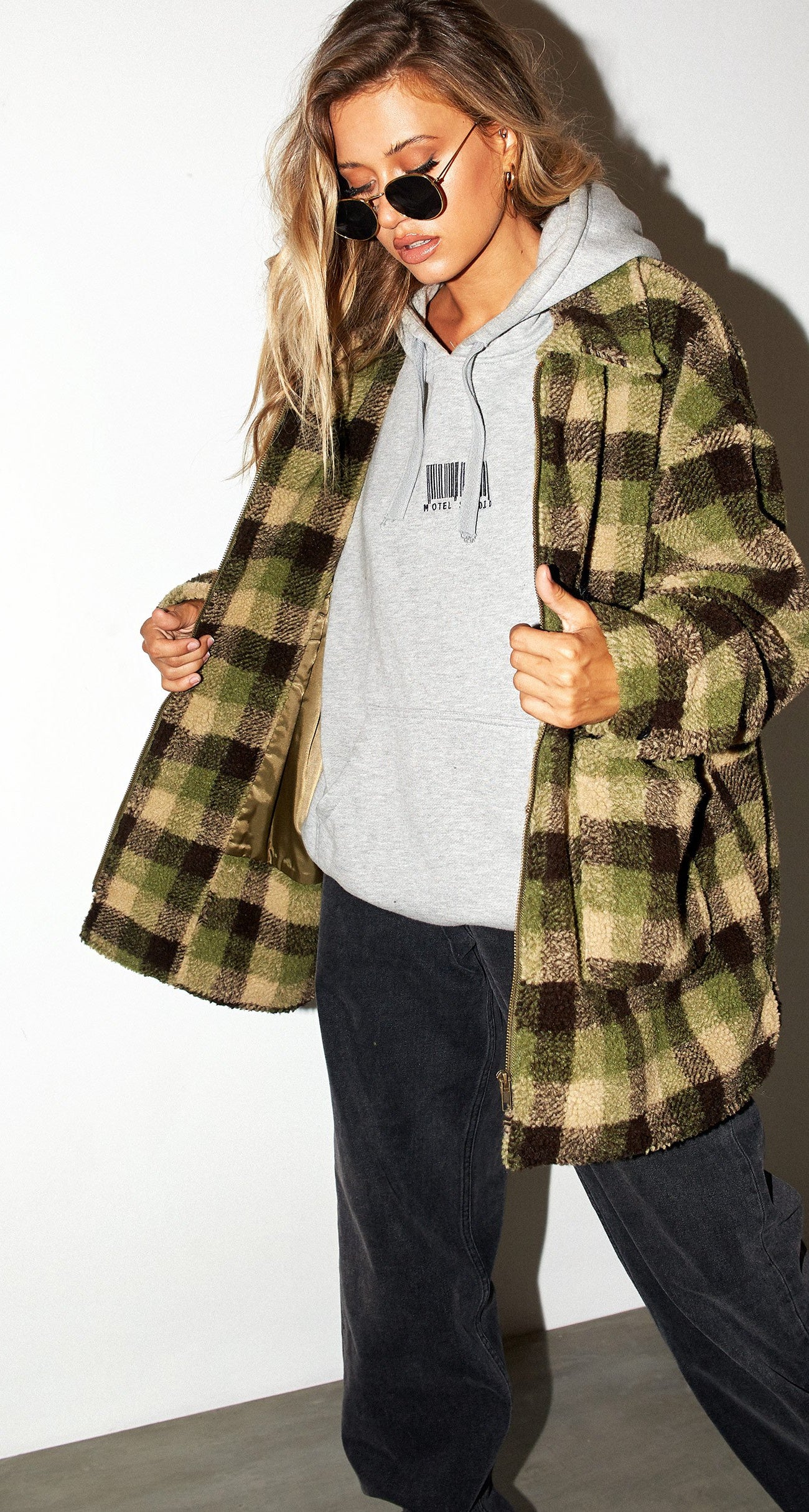 Green Check Borg Oversized Coat | Teddy – motelrocks-com-us