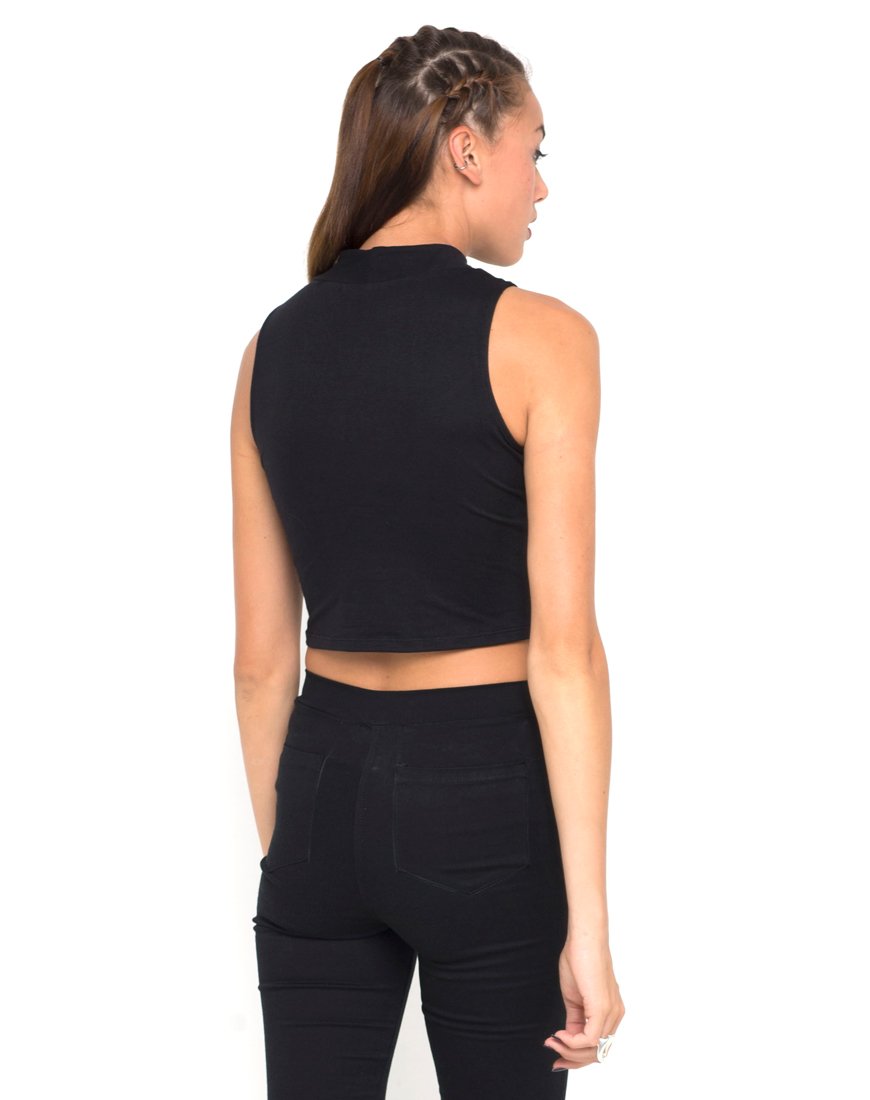 Motel Tempo Mesh Panel Crop Top in Black – motelrocks-com-us