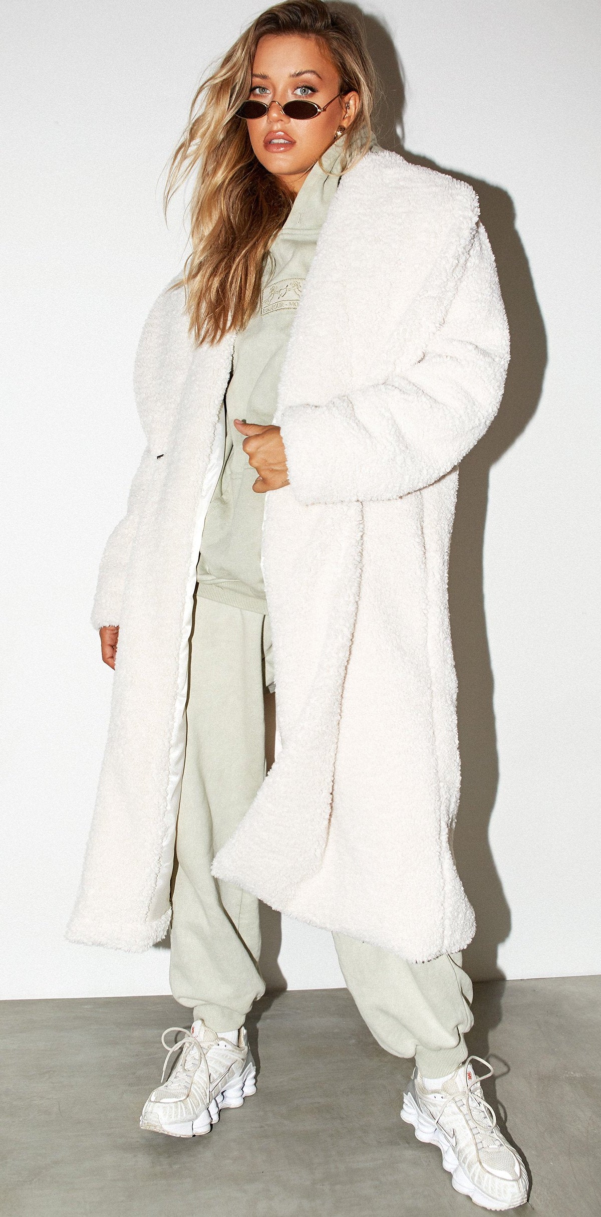 Cream Borg Oversized Longline Coat | Terence – motelrocks-com-us