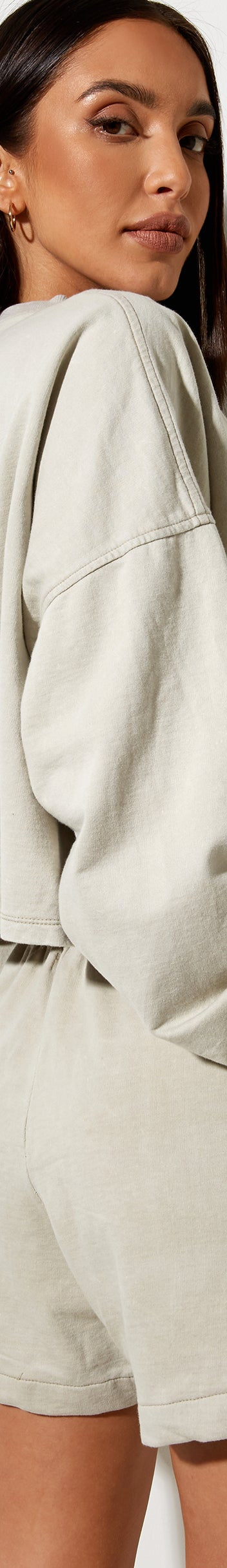High Elastic Waist Cream Embro Short | Terry – motelrocks-com-us