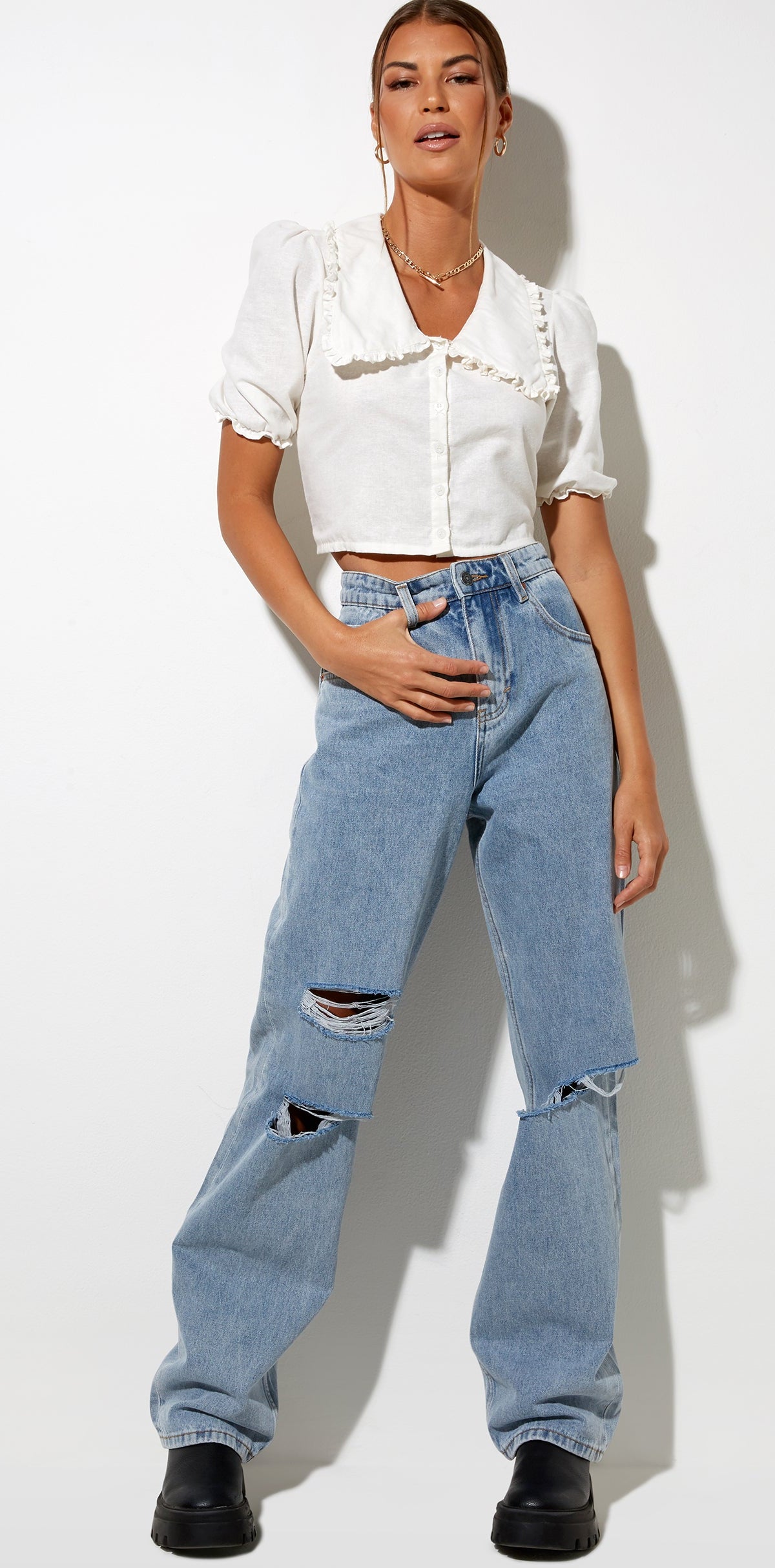 Big Collar White Blouse | Tucci – motelrocks-com-us