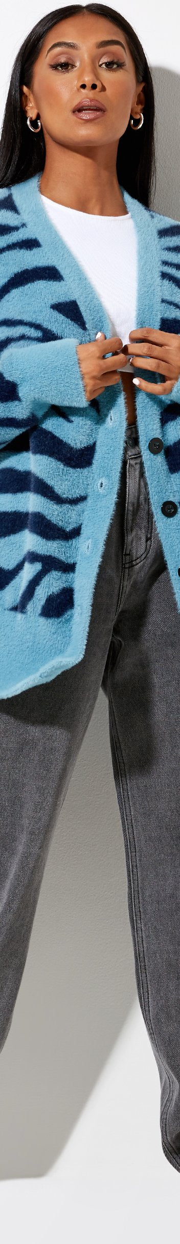 Navy and Blue Zebra Print Cardi | Uriela – motelrocks-com-us