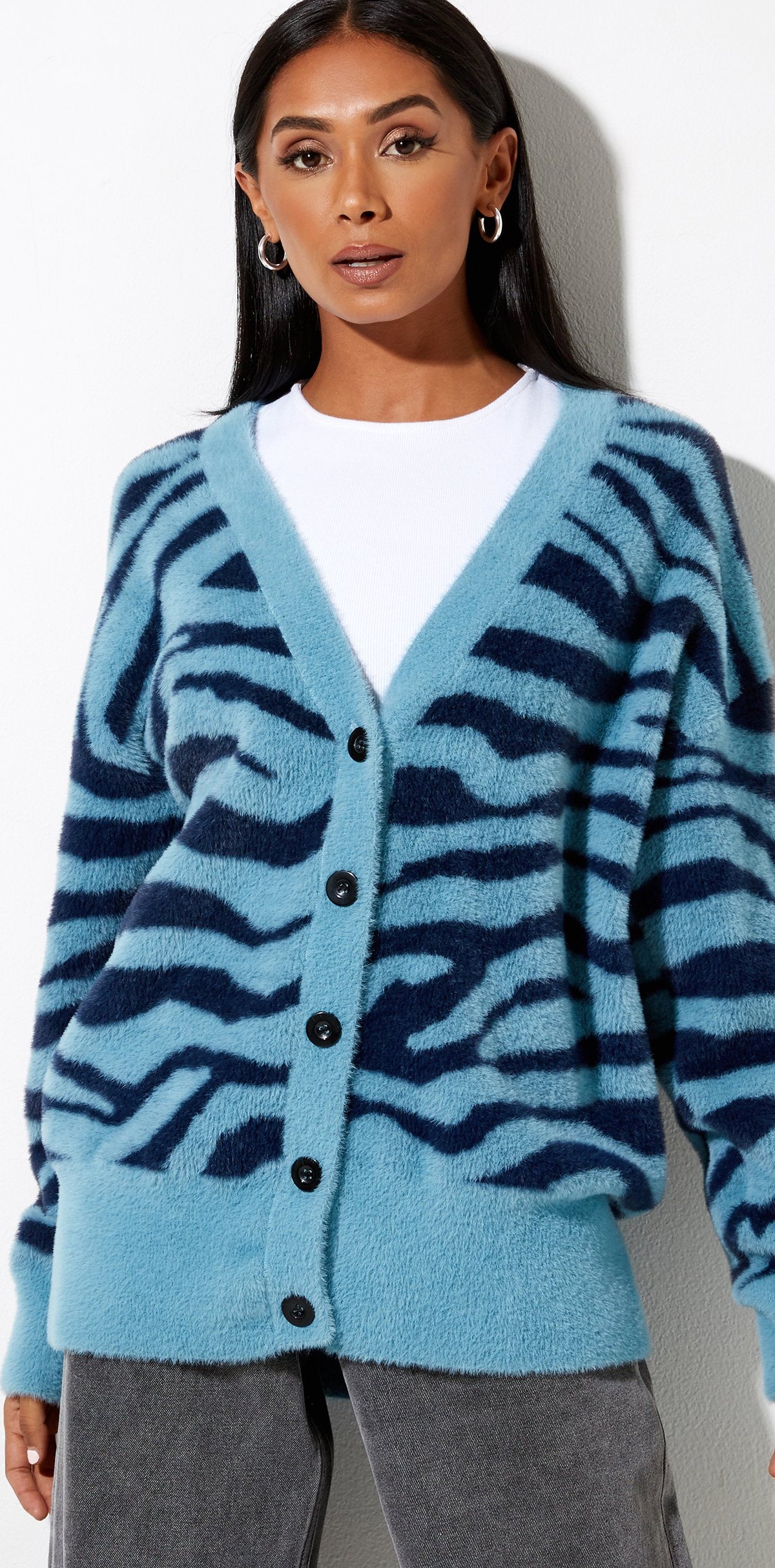 Navy and Blue Zebra Print Cardi | Uriela – motelrocks-com-us